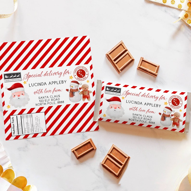 Christmas Chocolate Bar Wrapper Template, Printable Special Delivery ...