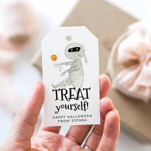 Editable Halloween Favor Tag Template, Printable Treat Yourself Gift ...
