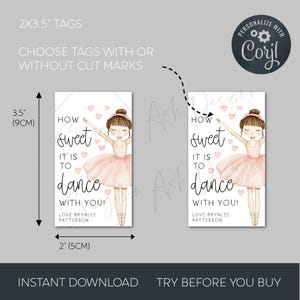 Dance Class Gift Tag Template, Printable How Sweet It is to Dance With ...