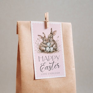 Happy Easter Gift Tag Template, Printable Bunnies Eggs Easter Basket ...