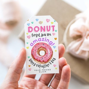 Donut Valentine's Day Gift Tag Template, Printable Donut Forget You Are ...