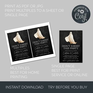 Don't Ghost This Party Halloween Invitation Template, Printable ...
