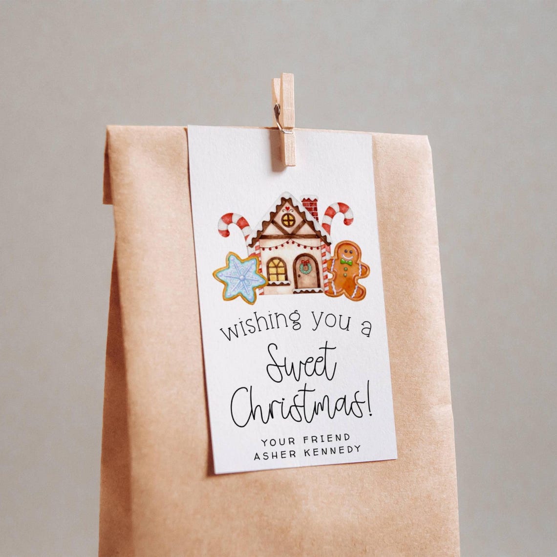 Sweet Christmas Gift Tag Template, Printable Holiday Favor Tag ...