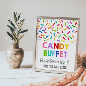 Rainbow Sprinkles Candy Buffet Sign Template, Printable Birthday Party ...