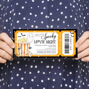 Halloween Spooky Movie Night Ticket Invitation Template, Printable ...