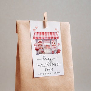 Happy Valentine's Day Gift Tag Template, Printable Candy Shop Modern ...