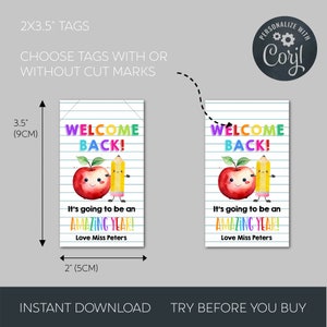 Editable Welcome Back to School Tag Template, Printable First Day of ...