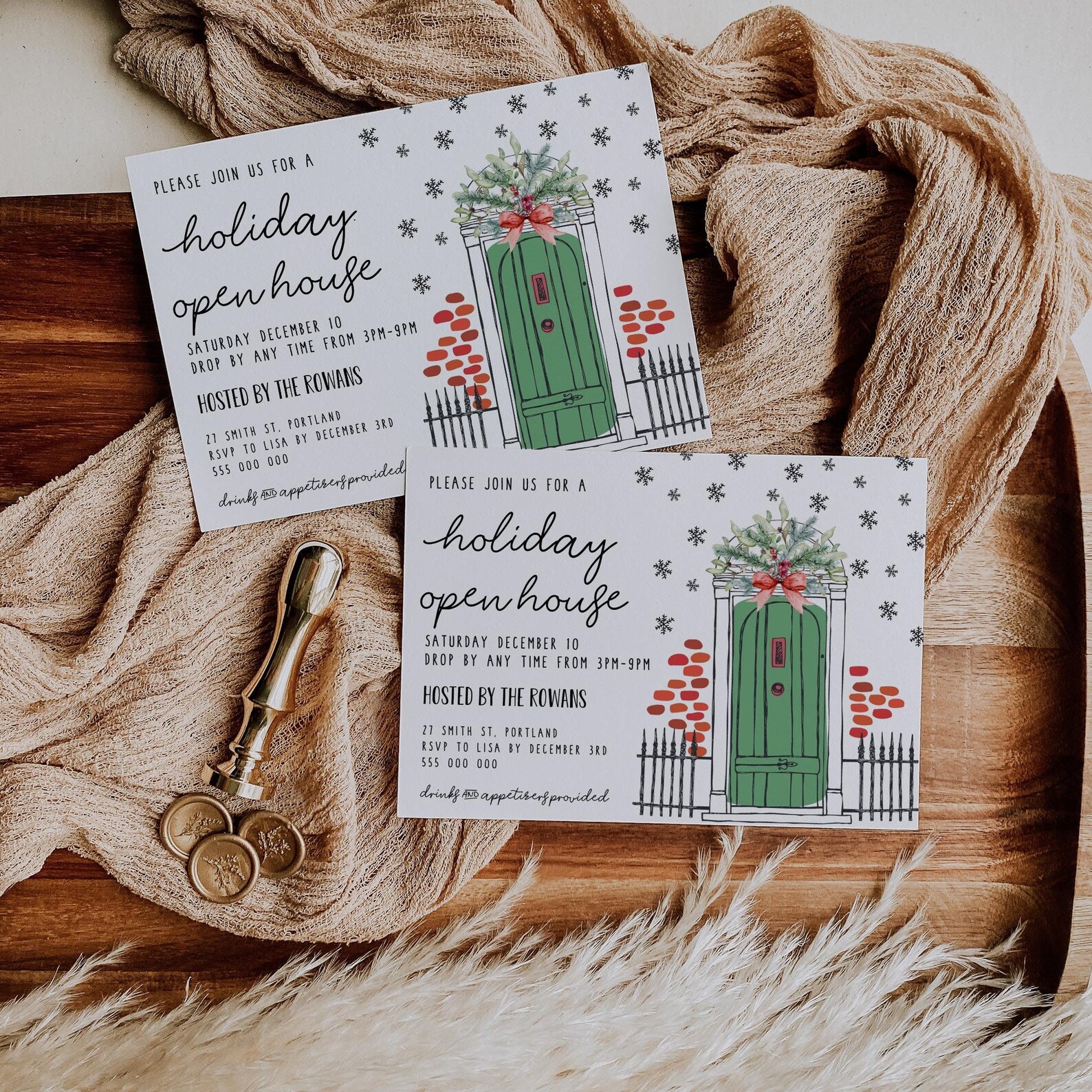 Holiday Open House Invitation Template, Printable Christmas Party ...