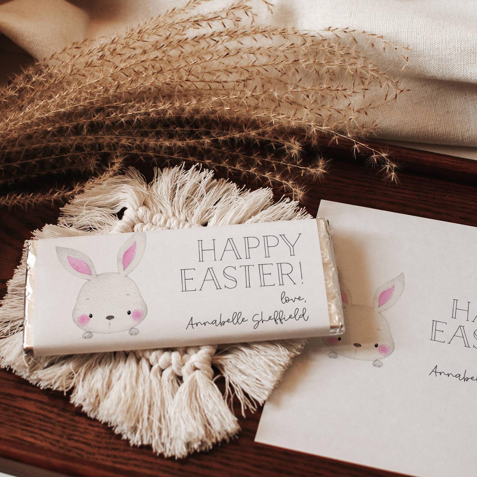 Easter Bunny Chocolate Bar Wrapper Template, Printable Cute Rabbit ...