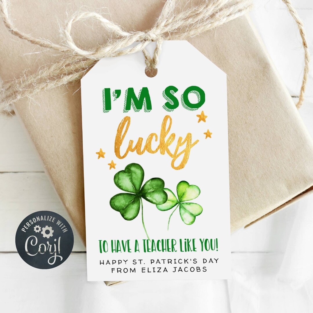 St. Patrick's Day Teacher Gift Tag Template, Printable Teacher Irish ...