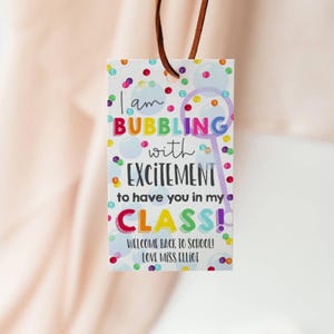 Back to School Bubbles Gift Tag Template, Printable Favors, Editable ...
