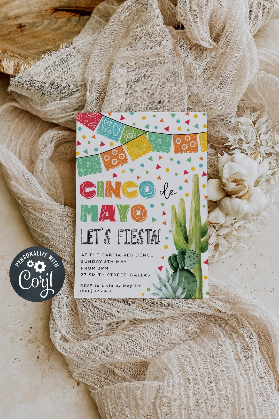 Cinco De Mayo Party Invitation Template, Printable Mexican Fiesta ...