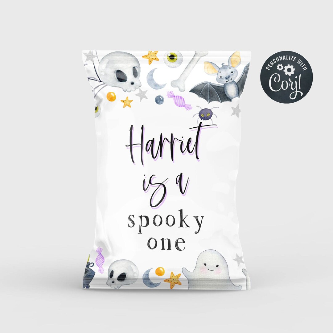 Spooky One Birthday Chip Bag Template, Printable Halloween 1st Birthday ...