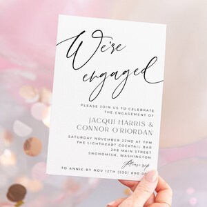We're Engaged Invitation Template, Printable Modern Engagement Party ...
