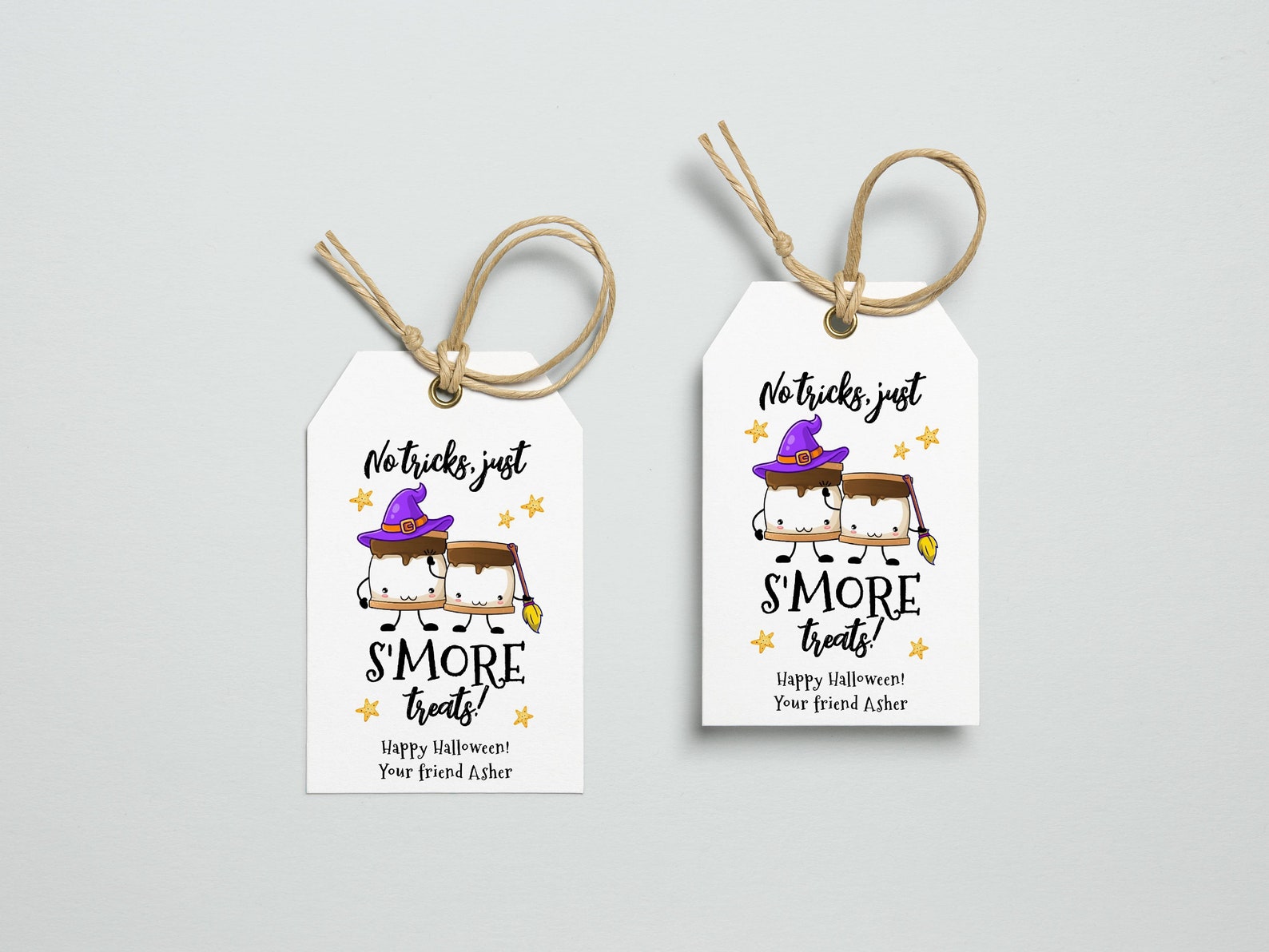 Halloween S'mores Gift Tag Template Printable No Tricks | Etsy