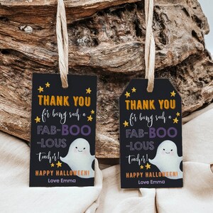 Halloween Teacher Gift Tag Template, Printable Fab-boo-lous Favor Tags ...