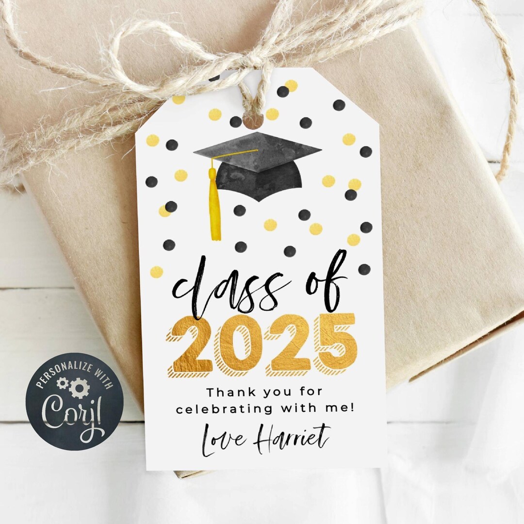 Graduation Class of 2025 Gift Tag Template, Printable Grad Party Favor ...