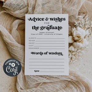 Advice & Wishes for the Graduate Card Template Printable - Etsy