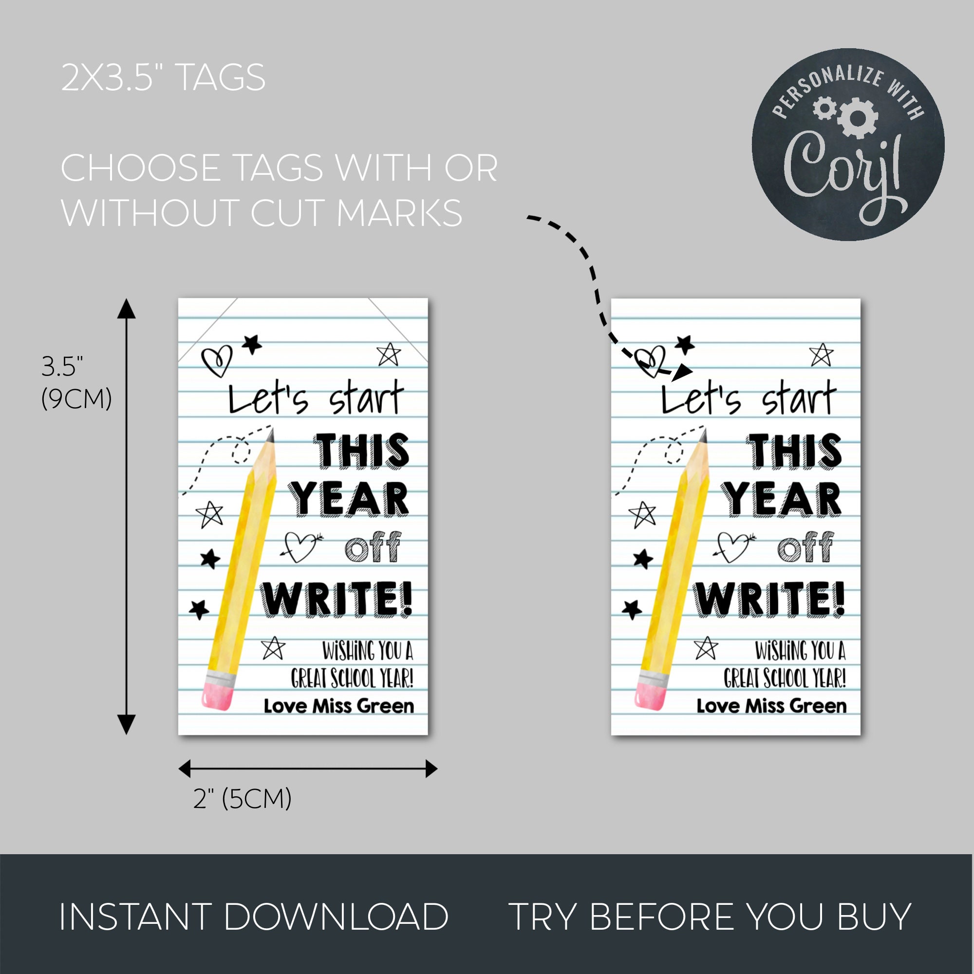 Let's Start This Year off Write Gift Tag Template - Etsy