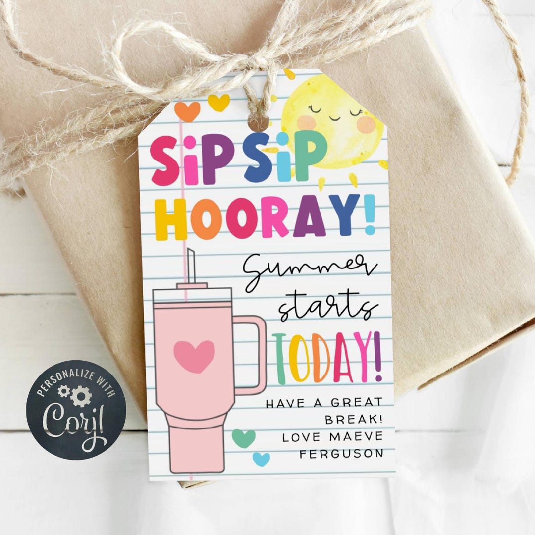 Summer Teacher Appreciation Tumbler Cup Gift Tag Template, Printable ...
