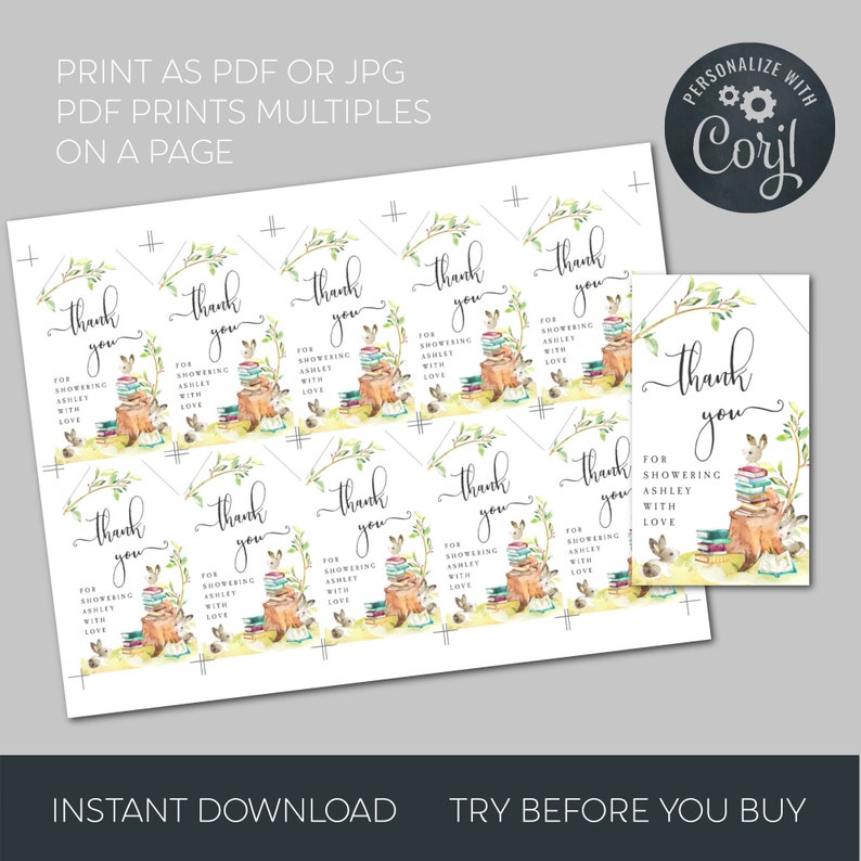 Storybook Baby Shower Gift Tag, Printable Book Themed Favor Tags ...