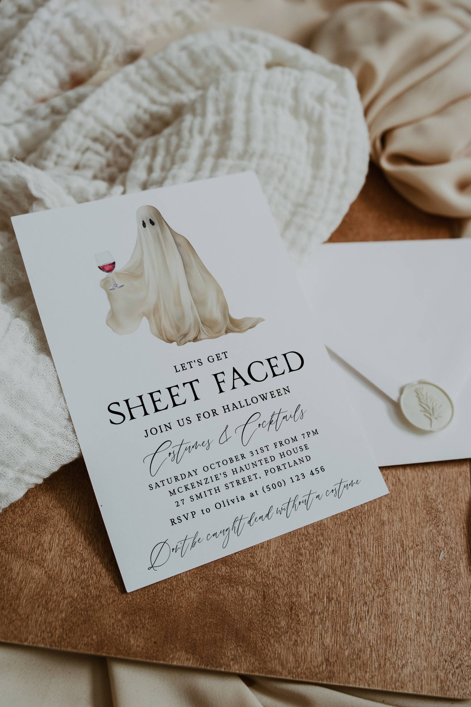 Let's Get Sheet Faced Halloween Invitation Template, Printable Costumes ...