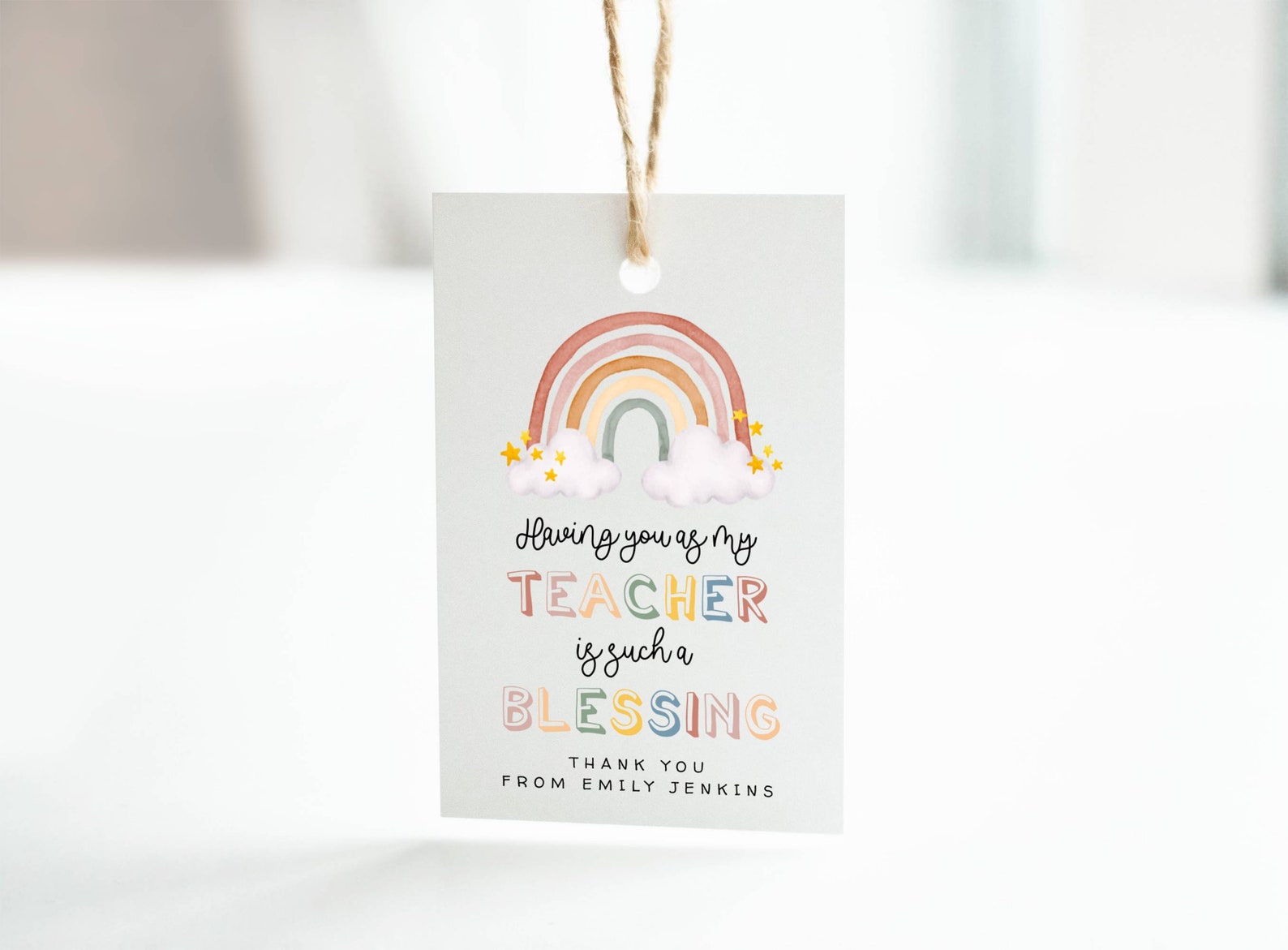 Printable Teacher Appreciation Gift Tag Boho Rainbow Teacher | Etsy