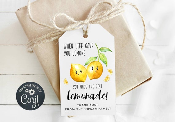 Lemon Teacher Appreciation Gift Tag Template Printable - Etsy