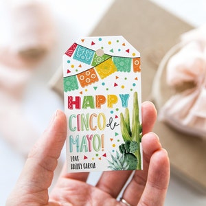 Happy Cinco De Mayo Gift Tag Template, Printable Mexican Fiesta Favor ...