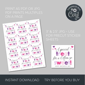 A Special Treat for A Mom so Sweet Gift Tag Template, Printable Mother ...