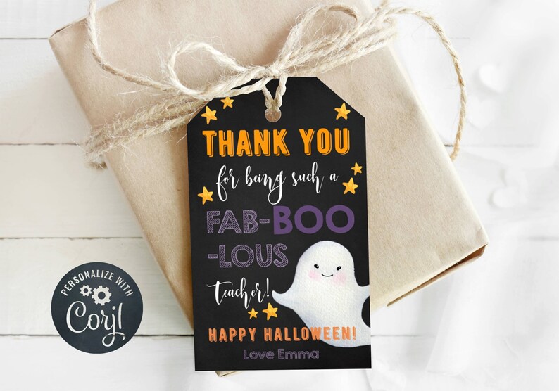 Halloween Teacher Gift Tag Template Printable Fab-boo-lous | Etsy