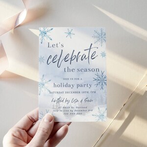 Winter Holiday Party Invitation Template, Printable Snowflakes ...