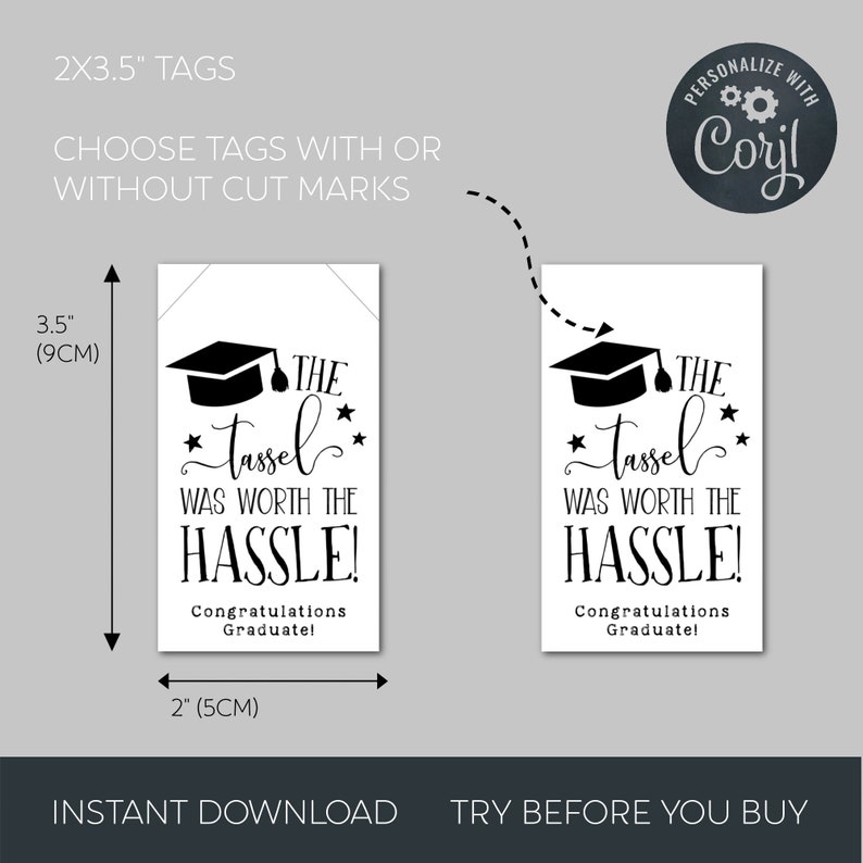 Graduation Gift Tag Template Printable the Tassel Was Worth - Etsy