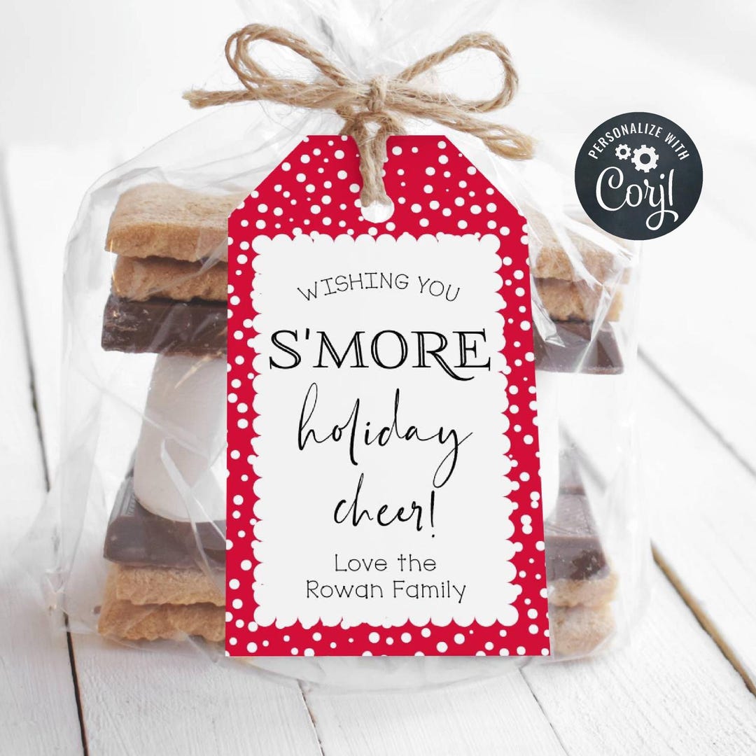 S'mores Christmas Gift Tag Template, Printable Holiday Favor Tag ...