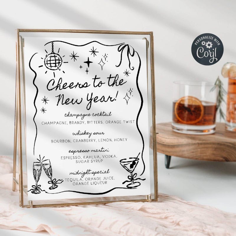 Drink Bar Menu New Years - Etsy