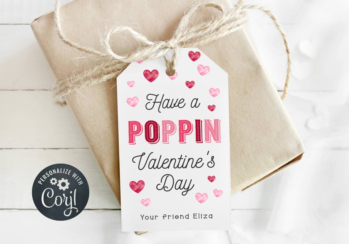 Popcorn Valentine Gift Tag Template Printable Have a Poppin | Etsy