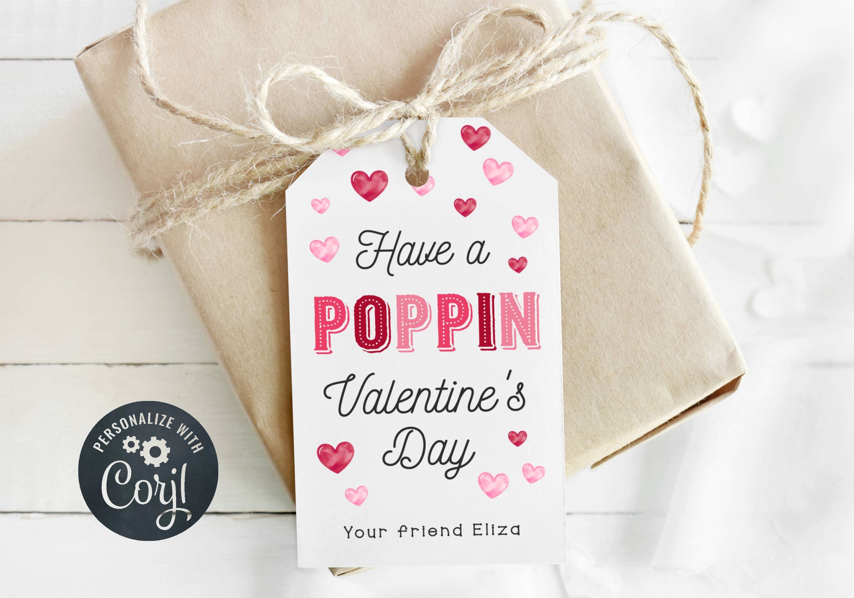 Popcorn Valentine Gift Tag Template Printable Have a Poppin | Etsy
