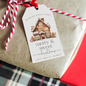 Gingerbread House Gift Tag Template, Printable Holiday Favor Tag ...