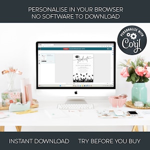 Minimalist Graduation Invitation Template, Printable Modern Graduate ...