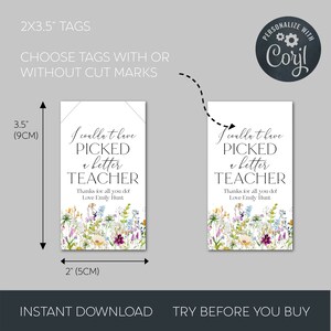 Floral Teacher Appreciation Tag Template, Printable Couldn't Have ...
