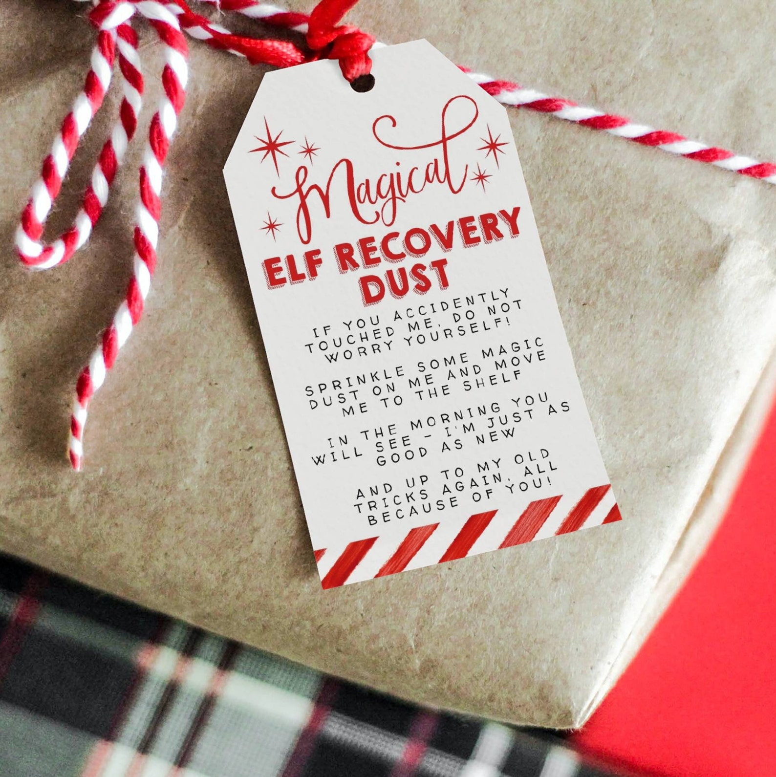 Editable Elf Recovery Dust Tag Template, Printable Magical Santa's ...