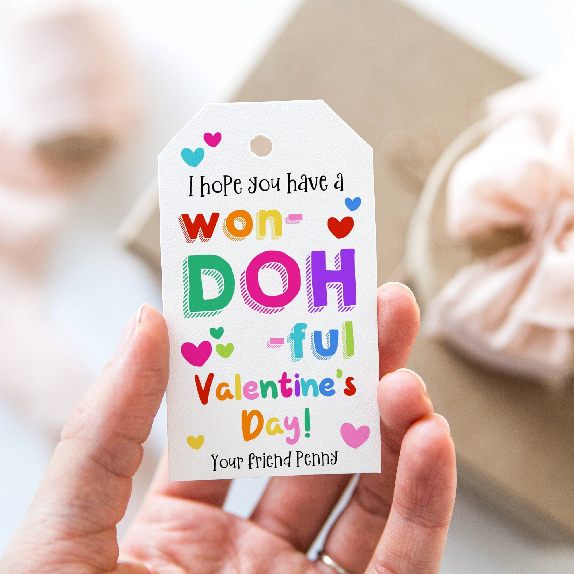 Play Dough Valentine's Day Gift Tag Template, Printable Woh-doh-ful ...
