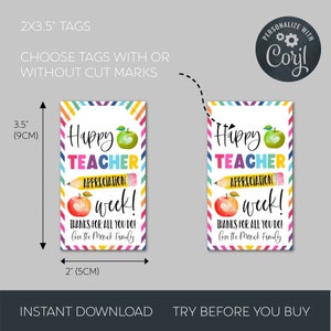Happy Teacher Appreciation Week Gift Tag Template, Printable Thank You ...