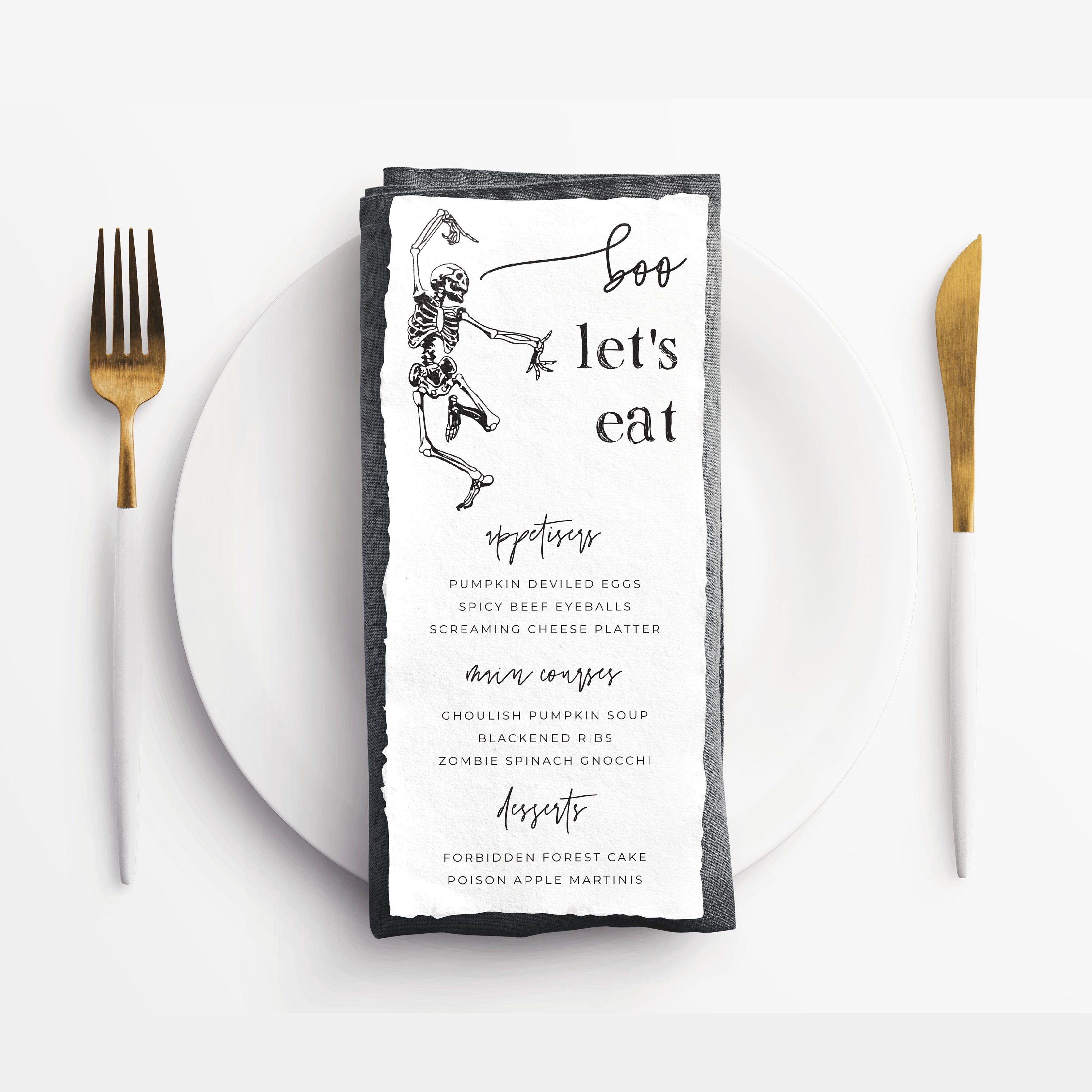 Halloween Dancing Skeleton Menu Template Printable Spooky - Etsy