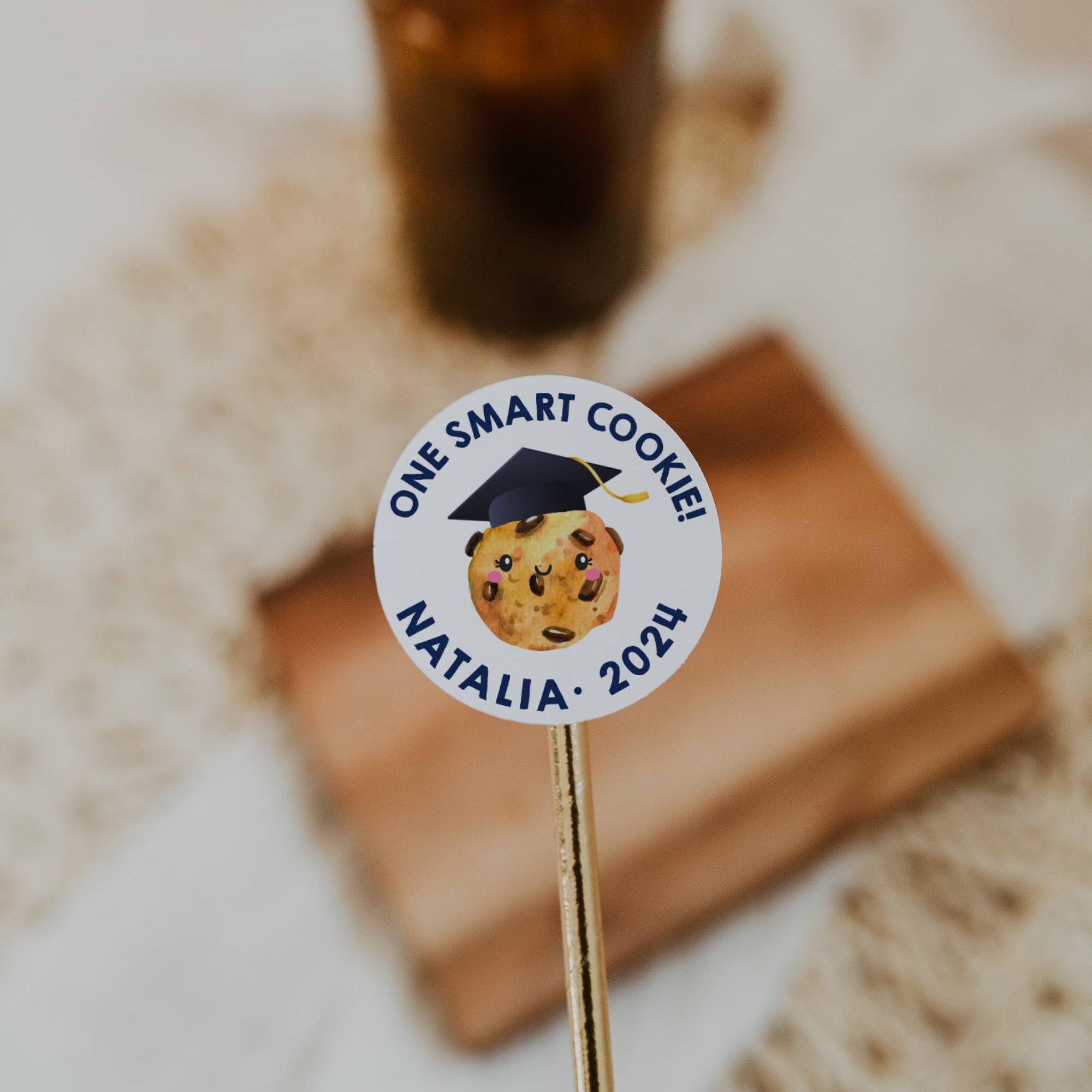 Printable Graduation One Smart Cookie Sticker Template, Editable Cute ...