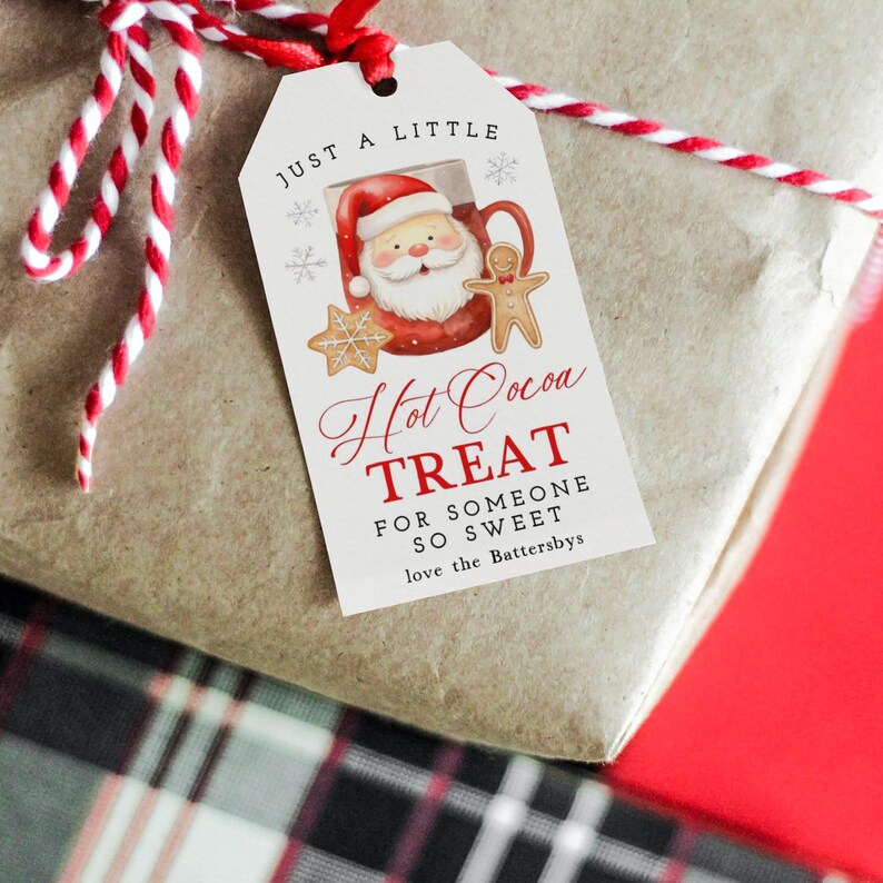 Hot Cocoa Treat Christmas Gift Tag Template, Printable Hot Chocolate ...