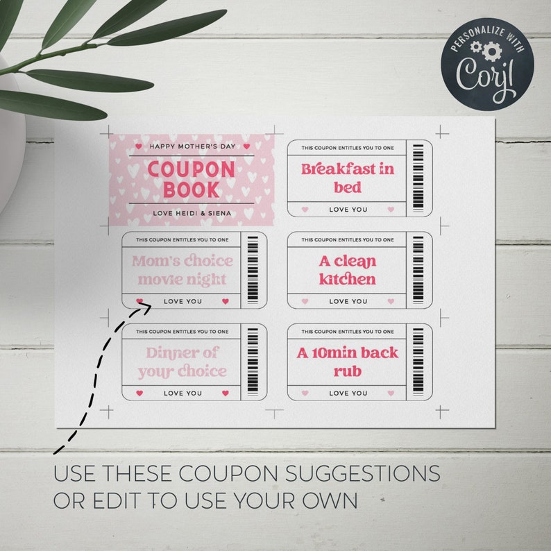 Mother's Day Printable Coupon Book Template, Editable Coupons for Mom ...