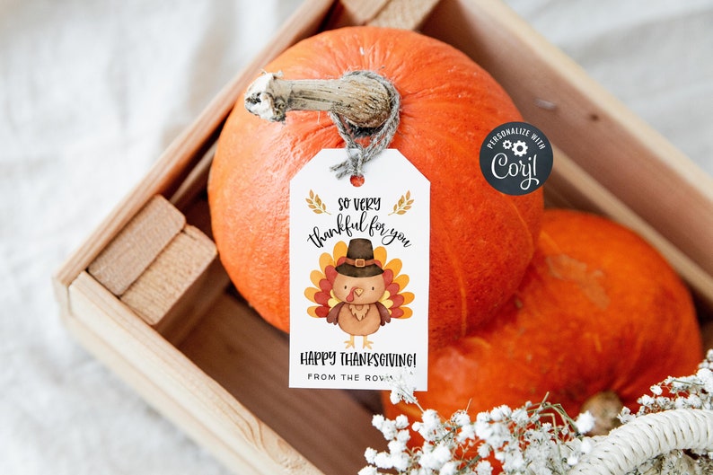 Printable Thanksgiving Gift Tag Template Cute Turkey Favor - Etsy