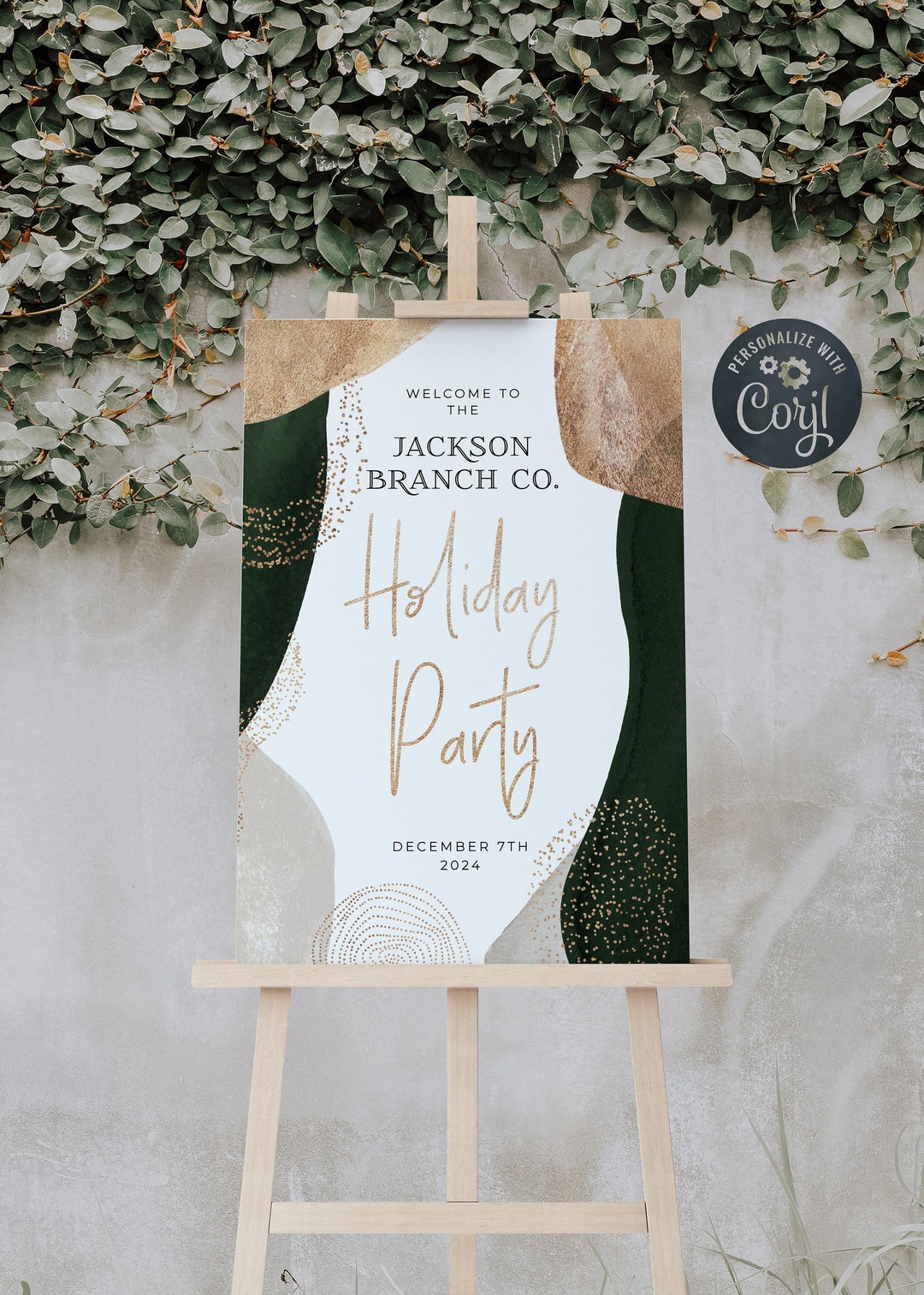 Modern Holiday Party Welcome Sign Template, Printable Abstract ...