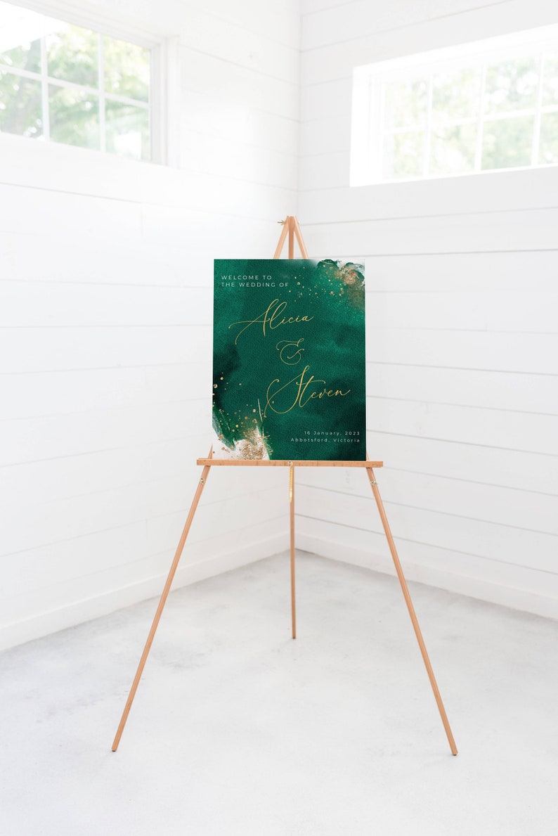 Emerald Watercolor Welcome Sign Template Printable Hunter - Etsy